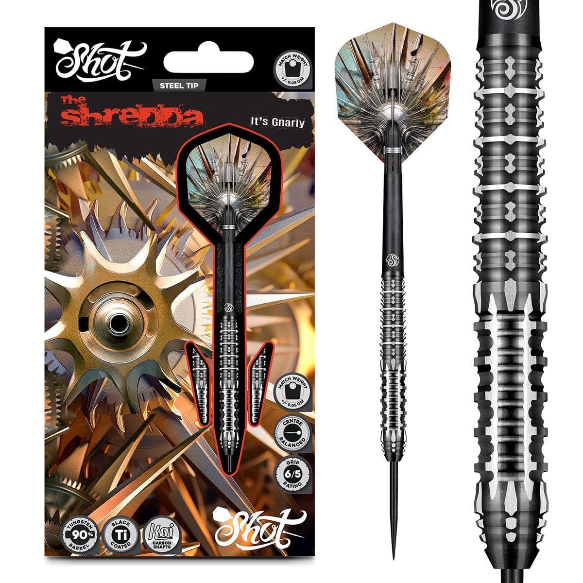 Shot Gnarly Shredda Steel Tip Dart Set-90% Tungsten Barrels-30gm – Mack ...